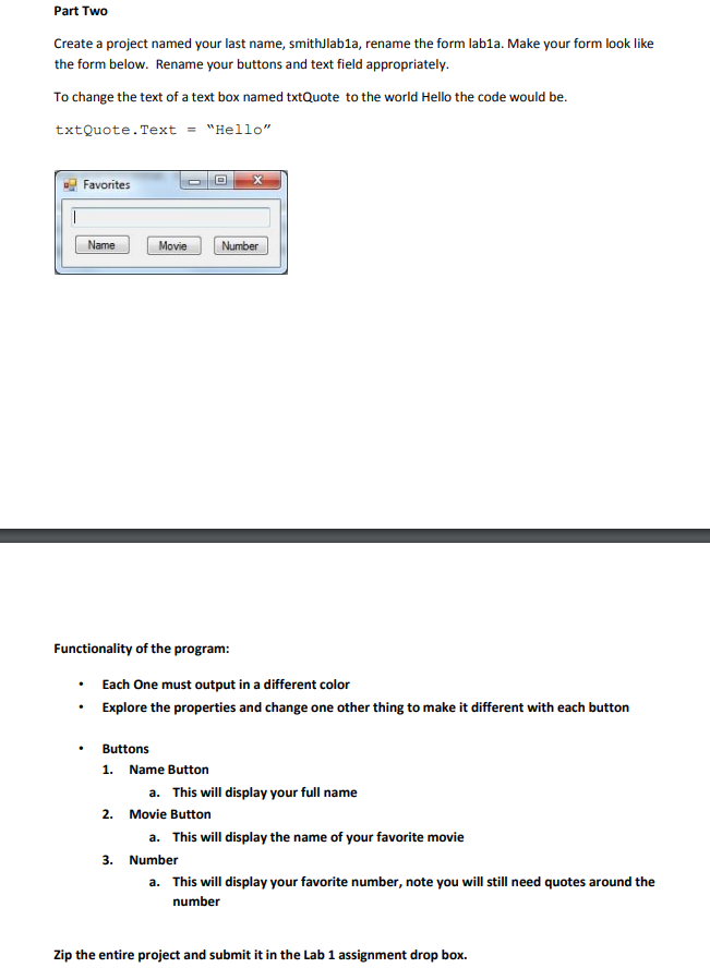 Part Two Create a project named your last name, | Chegg.com
