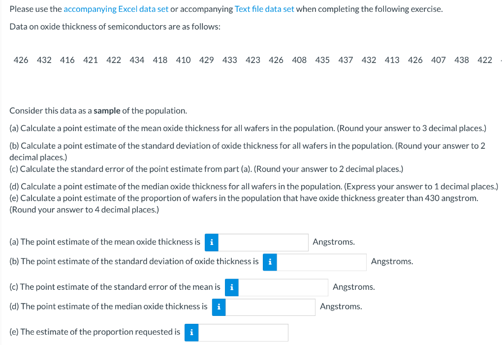 Solved Please use the accompanying Excel data set or | Chegg.com