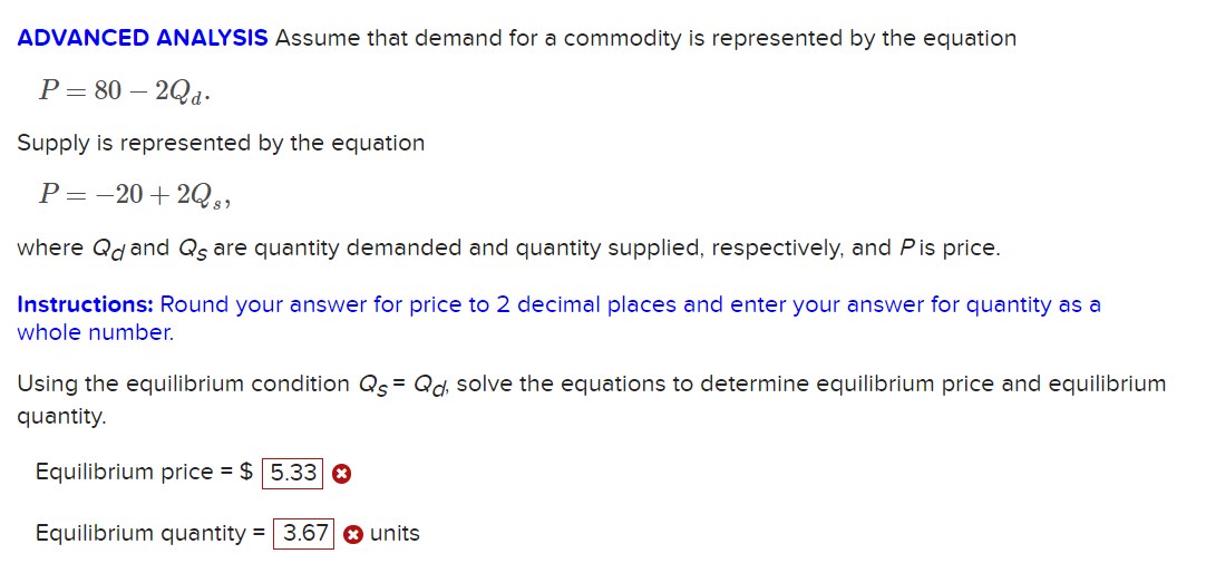 Solved ADVANCED ANALYSIS Assume that demand for a commodity | Chegg.com