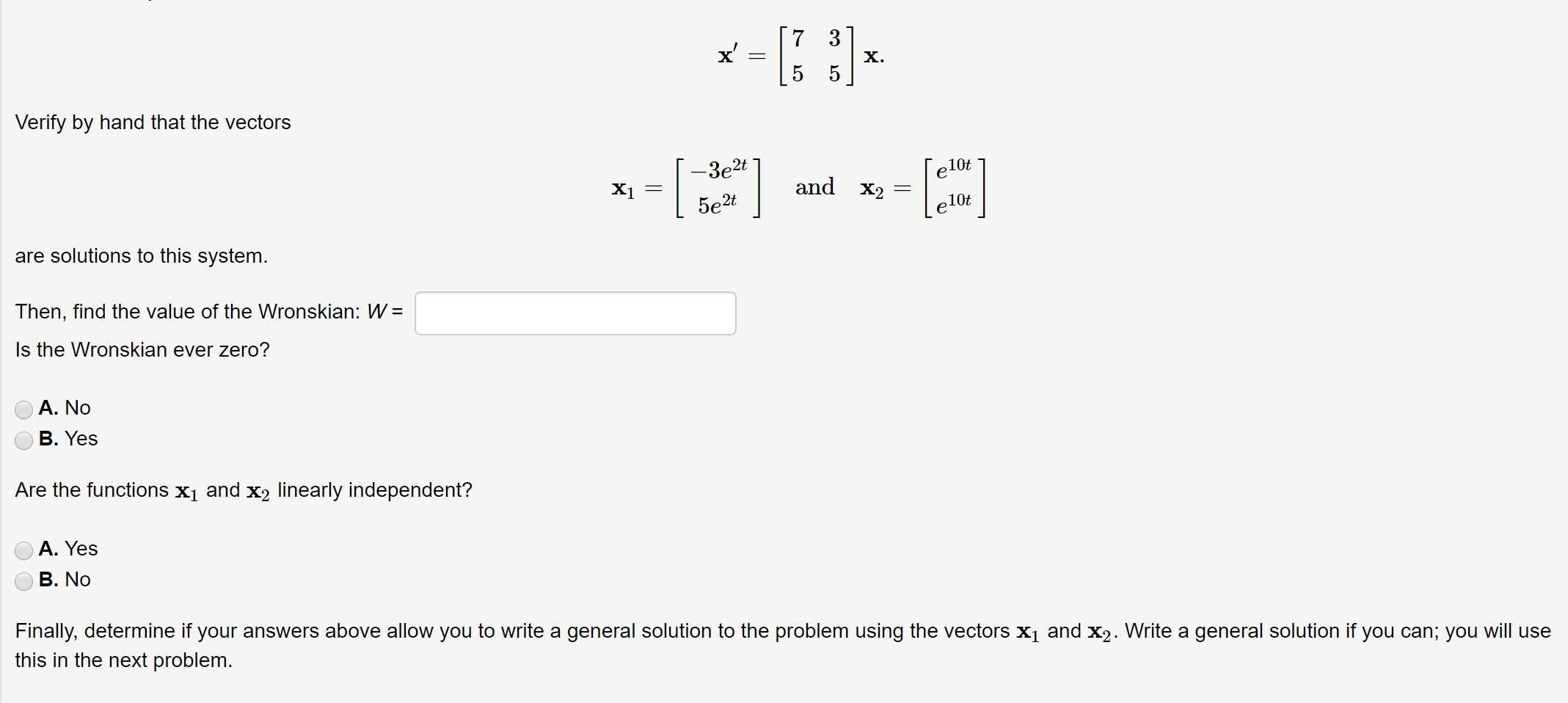 Solved Verify by hand that the vectors elot X1 = and 522 e | Chegg.com