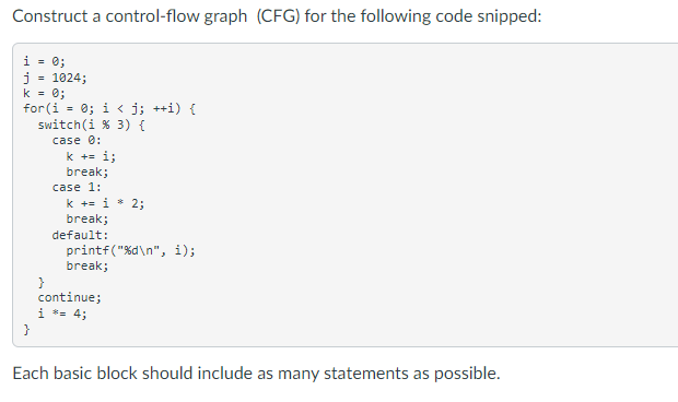 Construct A Control Flow Graph Cfg For The 