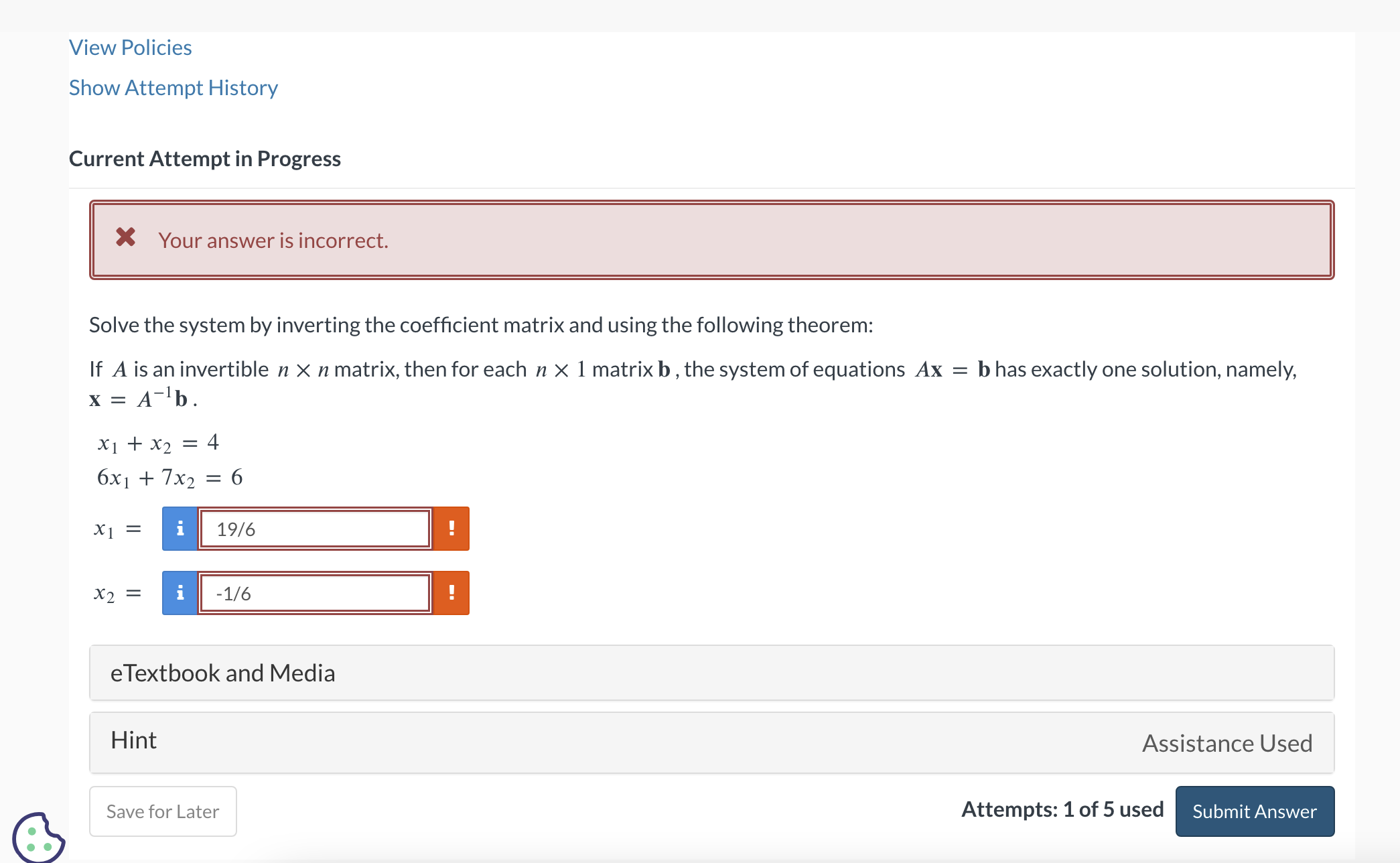 Solved Show Attempt HistoryCurrent Attempt in ProgressYour | Chegg.com