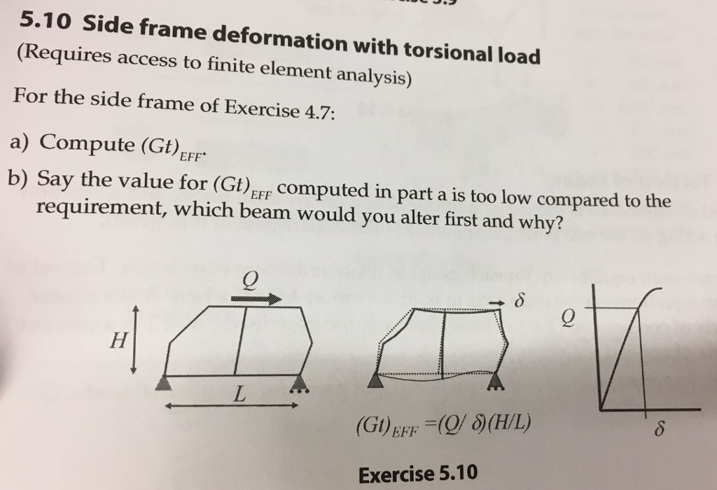 5.10 Side frame deformation with torsional load | Chegg.com