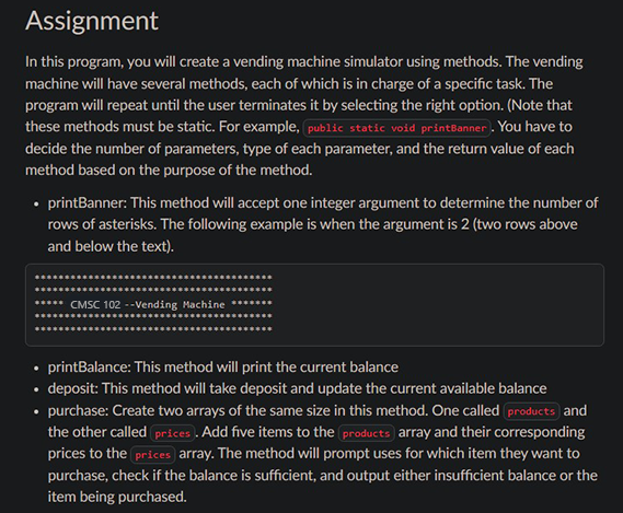 Solved Assignment In this program, you will create a vending | Chegg.com