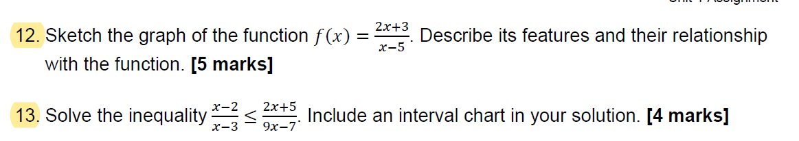 Solved 12. Sketch the graph of the function f(x)=x−52x+3. | Chegg.com