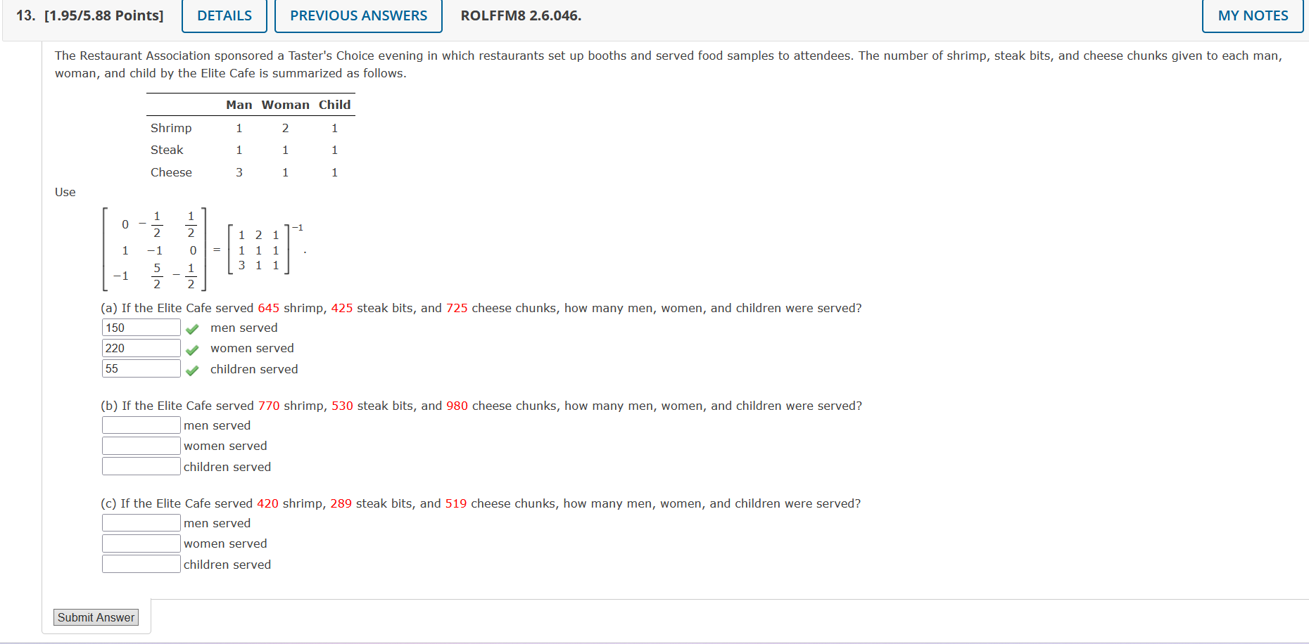Solved Use matrix inversion to solve the collection of | Chegg.com