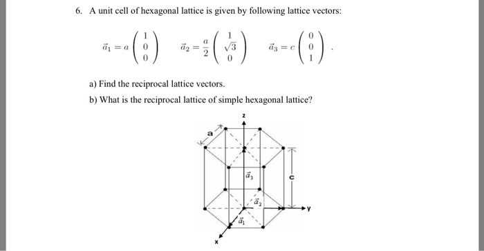 Solved A unit cell of hexagonal lattice is given by | Chegg.com Solved A unit cell of hexagonal lattice is given by | Chegg.com
