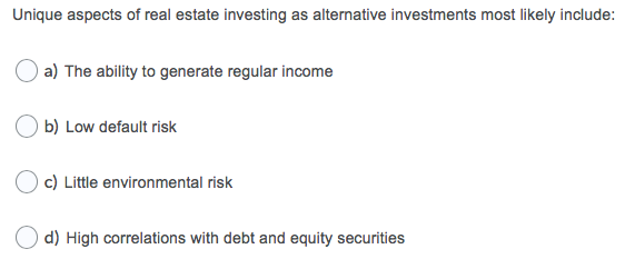 Solved Unique aspects of real estate investing as | Chegg.com