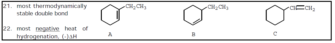 Solved 21. most thermodynamically stable double bond -CH2CH3 | Chegg.com