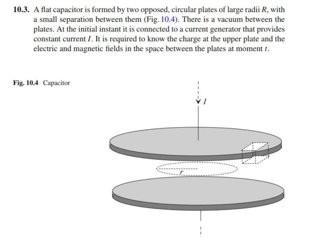 Solved 10.3. A flat capacitor is formed by two opposed, | Chegg.com
