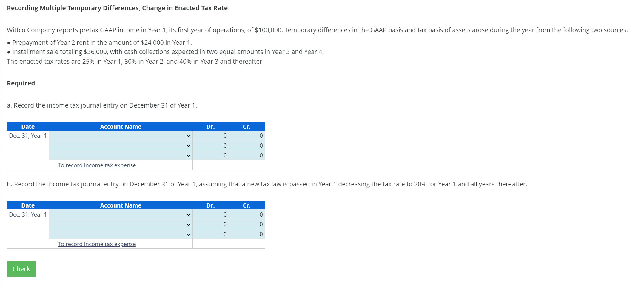 Solved Recording Multiple Temporary Differences, Change in | Chegg.com