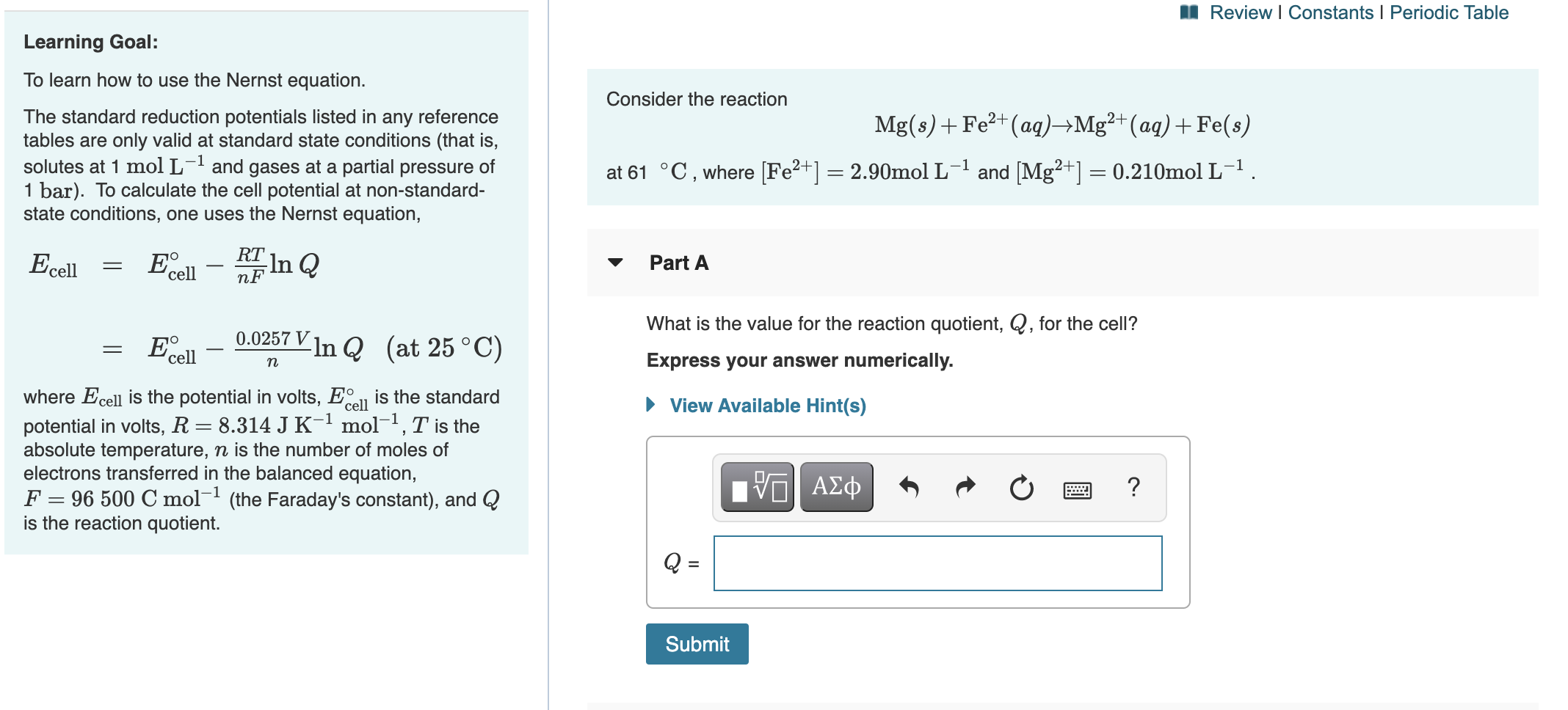 Solved 1 Review | Constants | Periodic Table Learning Goal: | Chegg.com