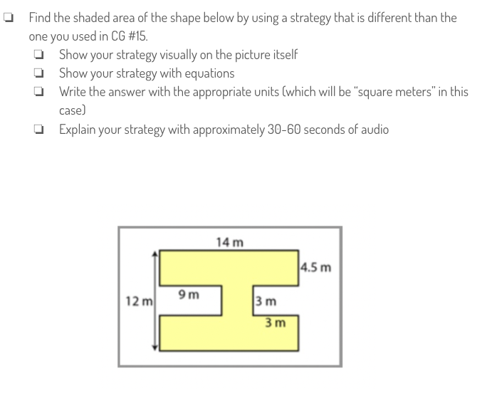 Solved Find the shaded area of the shape below. Show your | Chegg.com