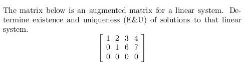 Solved The matrix below is an augmented matrix for a linear | Chegg.com