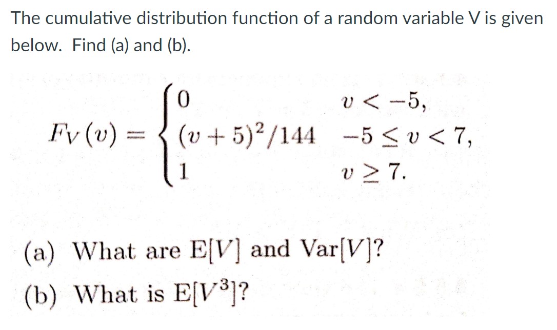 Solved The cumulative distribution function of a random | Chegg.com