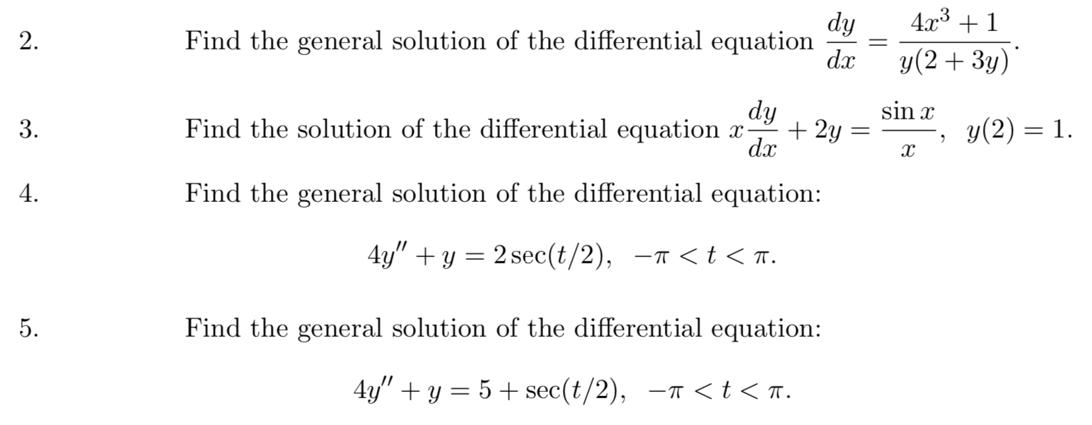 Solved 2. Find the general solution of the differential | Chegg.com