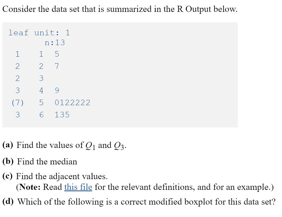 Solved Consider the data set that is summarized in the R | Chegg.com
