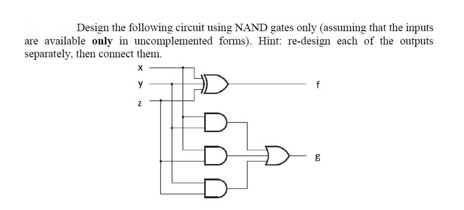 Solved Design the following circuit using NAND gates only | Chegg.com