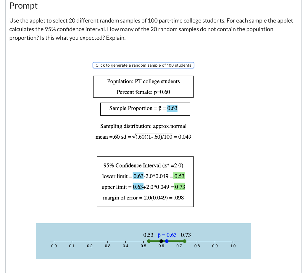 Solved Prompt Use the applet to select 20 different random | Chegg.com