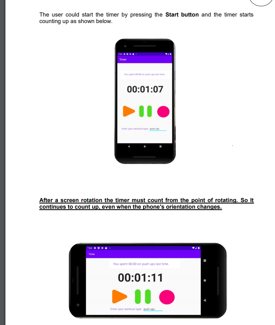 Solved The user could start the timer by pressing the Start | Chegg.com