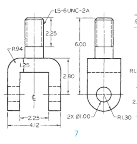 Solved -15-6 UNC-2A 2.25 6.00 R94 1.25! RI. 2.80 2. 2x $1.00 | Chegg.com