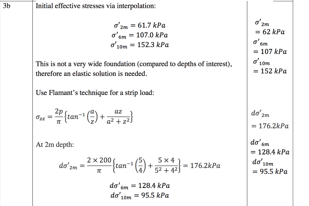 Solved using Flamant’s formula I cannot get the same values, | Chegg.com