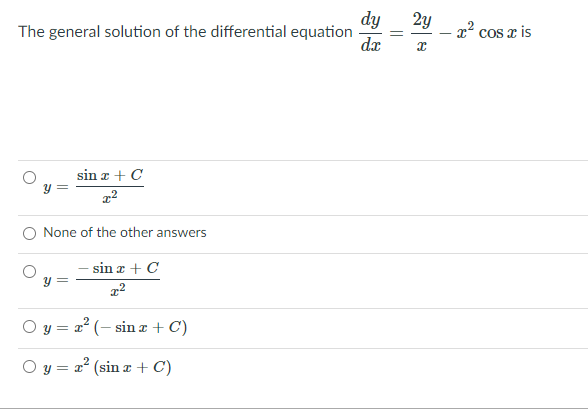 Solved 2y The general solution of the differential equation | Chegg.com