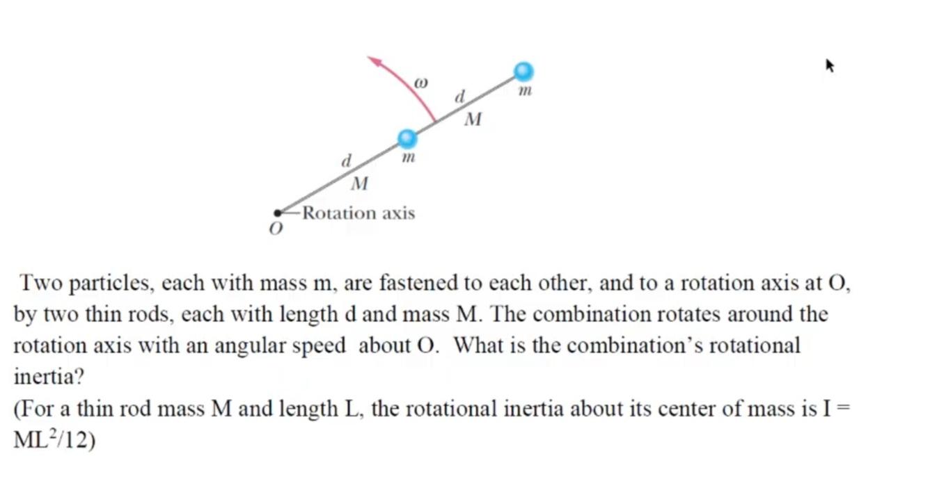 Solved 0 d M M M м -Rotation axis Two particles, each with | Chegg.com