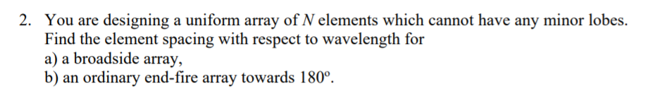 2. You are designing a uniform array of N elements | Chegg.com