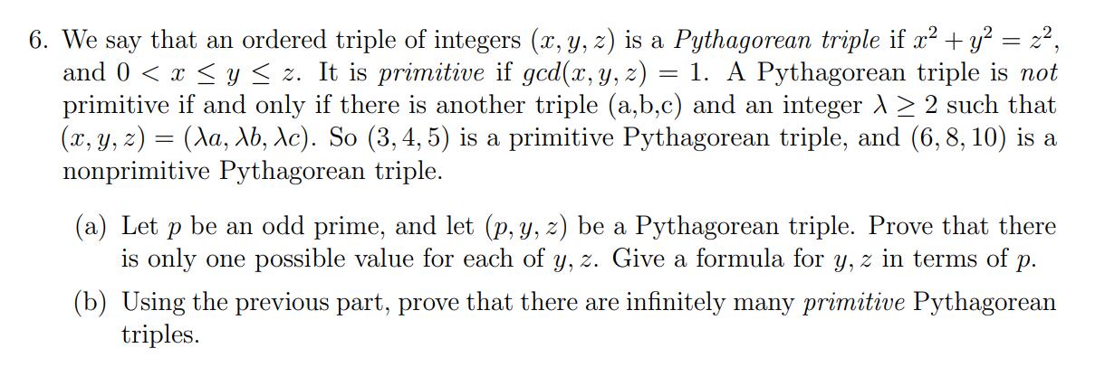 Solved We ﻿say that an ﻿ordered triple of ﻿integers | Chegg.com