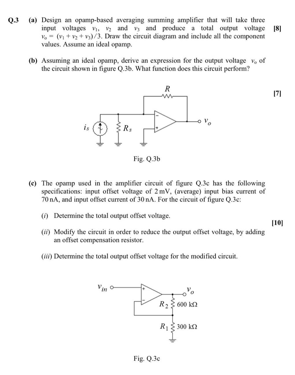 Solved Q.3 (a) Design an opamp-based averaging summing | Chegg.com