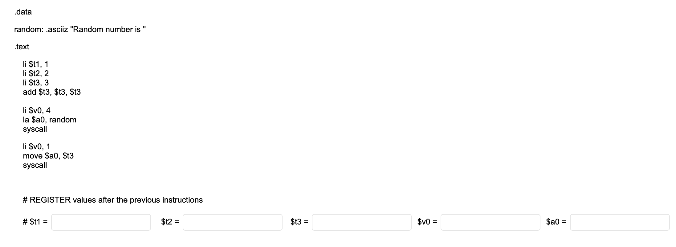 Solved data random: .asciiz "Random number is " .text li | Chegg.com