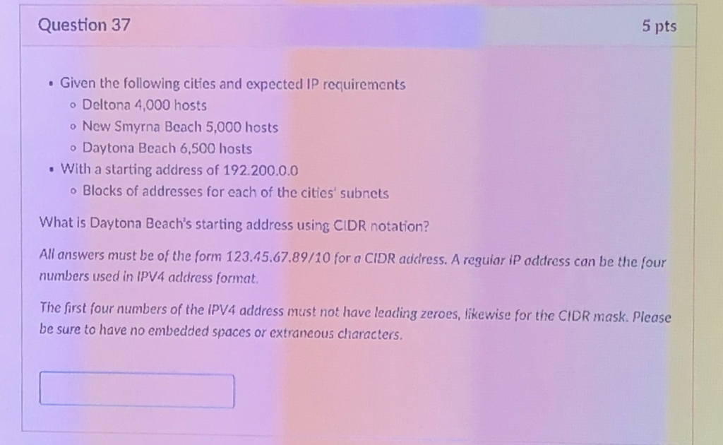Solved Question 37 5 pts Given the following cities and | Chegg.com