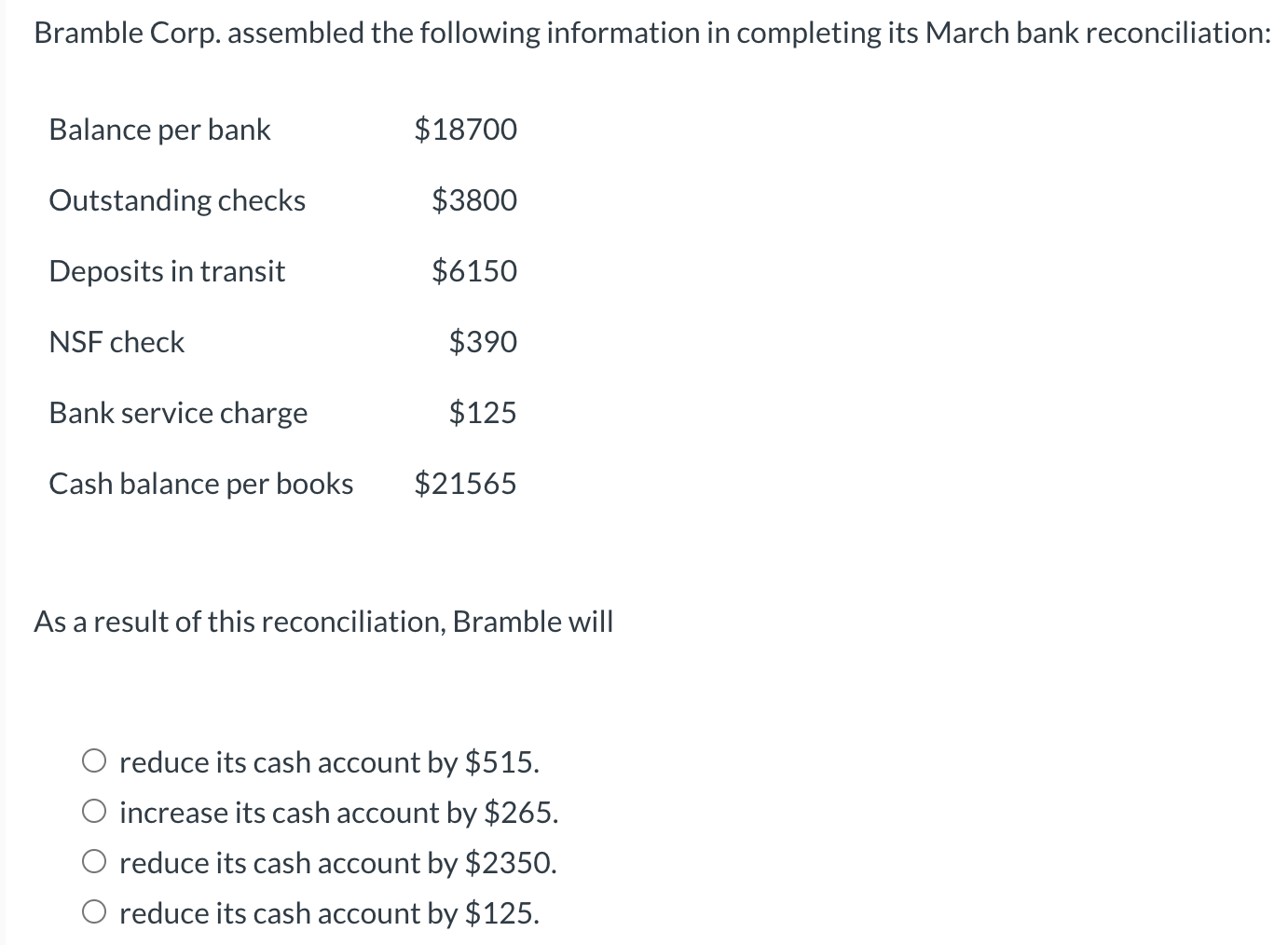 Solved Bramble Corp. assembled the following information in | Chegg.com