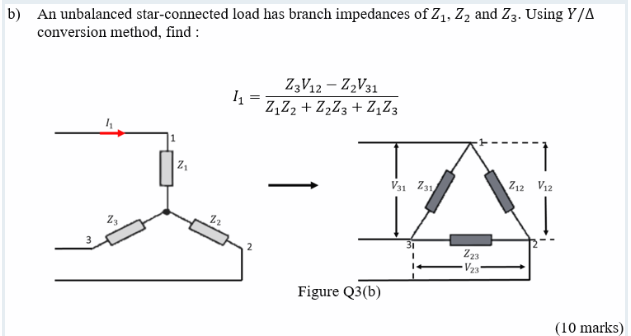 Solved b) An unbalanced star-connected load has branch | Chegg.com