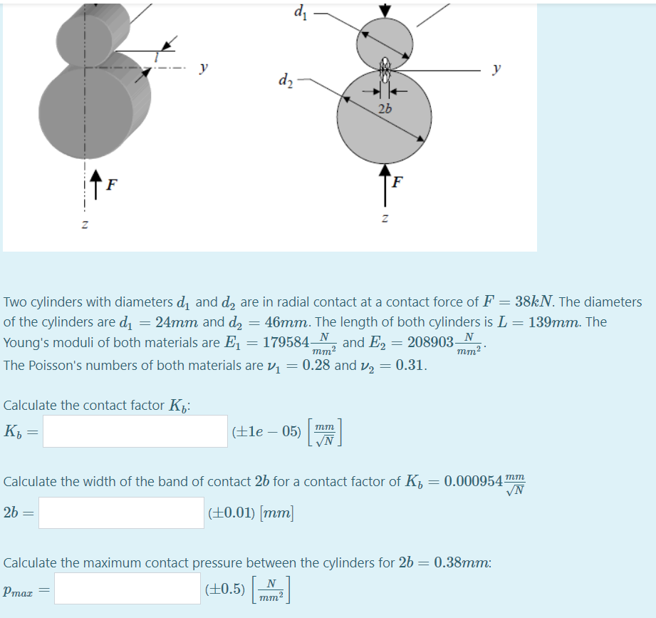 Solved Two cylinders with diameters d1 ﻿and d2 ﻿are in | Chegg.com