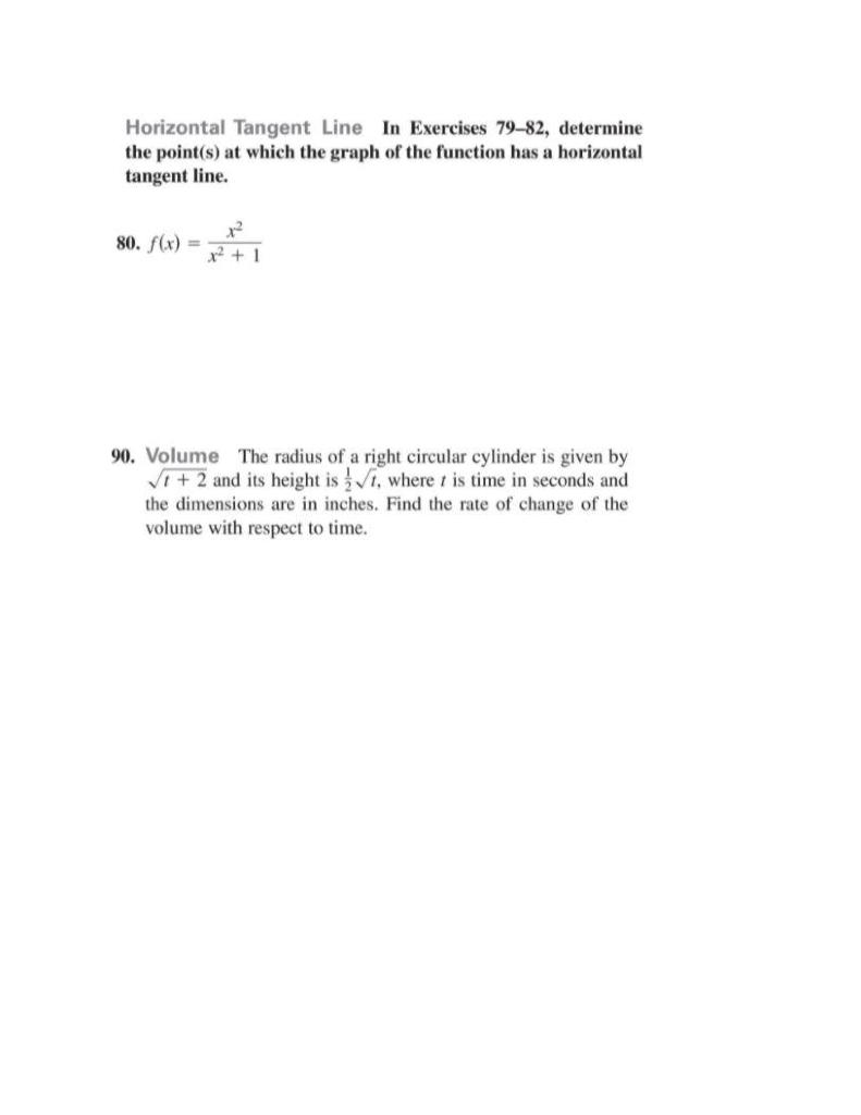 Solved Horizontal Tangent Line In Exercises 79-82, determine | Chegg.com