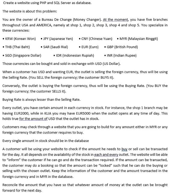 Create a website using PHP and SQL Server as | Chegg.com