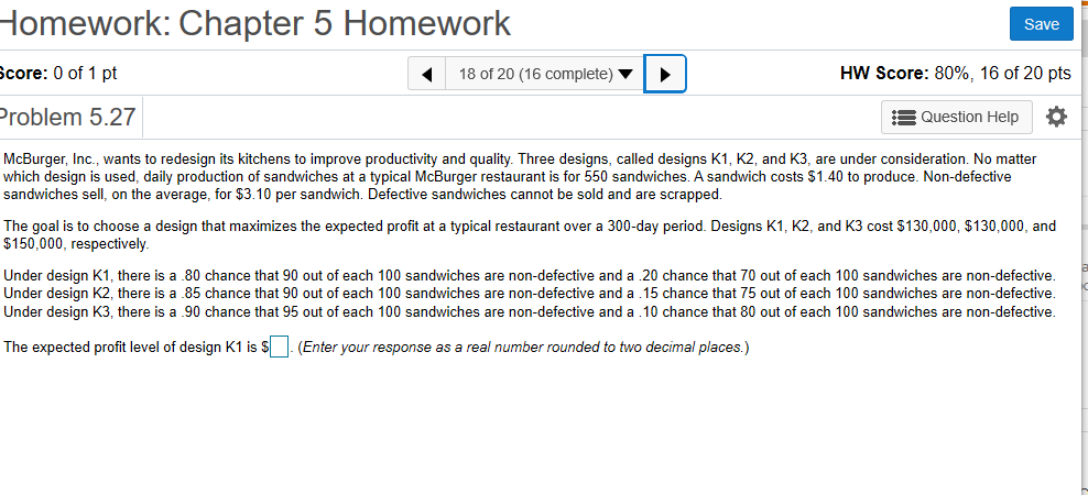 Solved Homework Chapter 5 Homework Save Score 0 Of 1 Pt 18