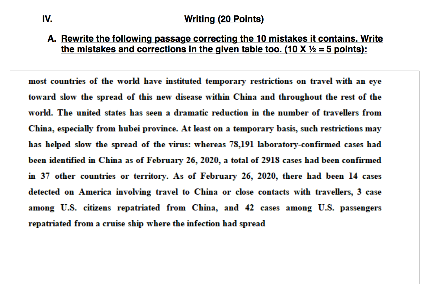 Solved rewrite tho following passage correcting the 10 | Chegg.com