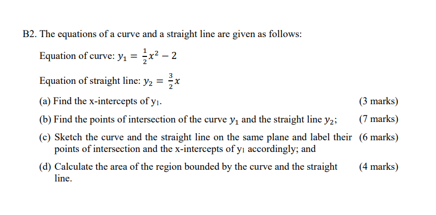 Solved B2. The equations of a curve and a straight line are | Chegg.com
