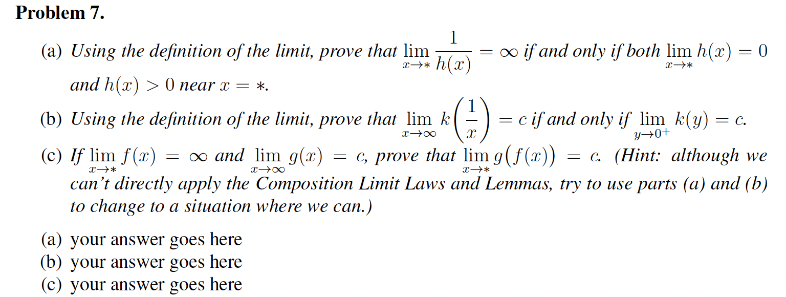 Solved (a) Using the definition of the limit, prove that | Chegg.com