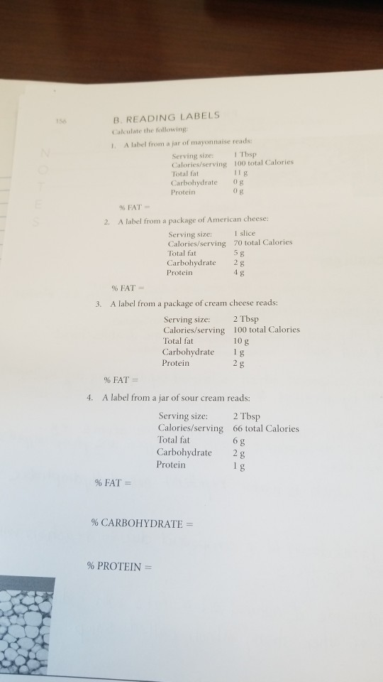 Solved B. READING LABELS Calculate the following 1. A label | Chegg.com