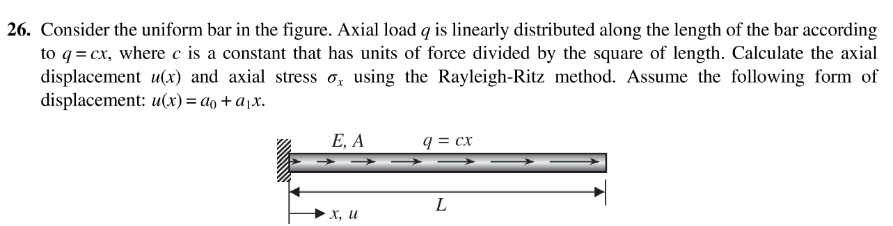 Solved 26. Consider the uniform bar in the figure. Axial | Chegg.com