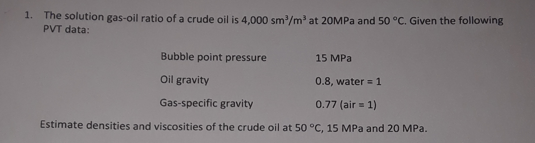 1. The solution gas-oil ratio of a crude oil is 4,000 | Chegg.com