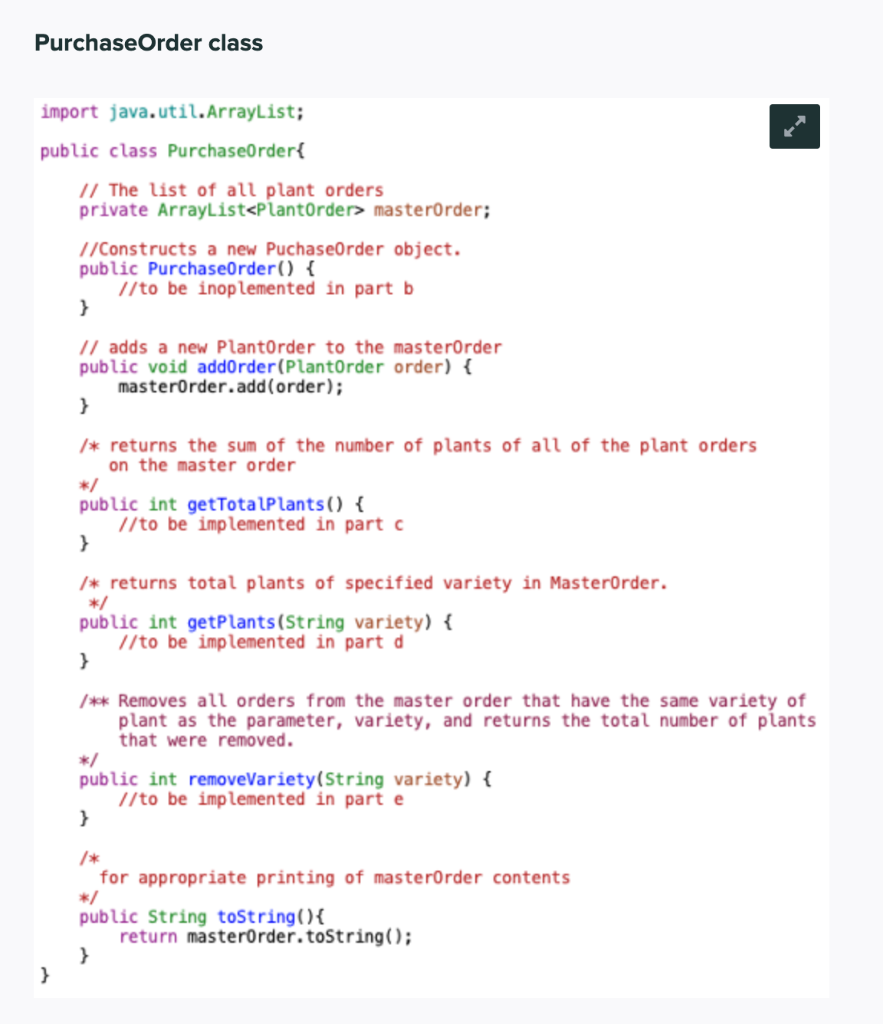 Solved Q3 Object Oriented Programming 40 Points A gardening | Chegg.com