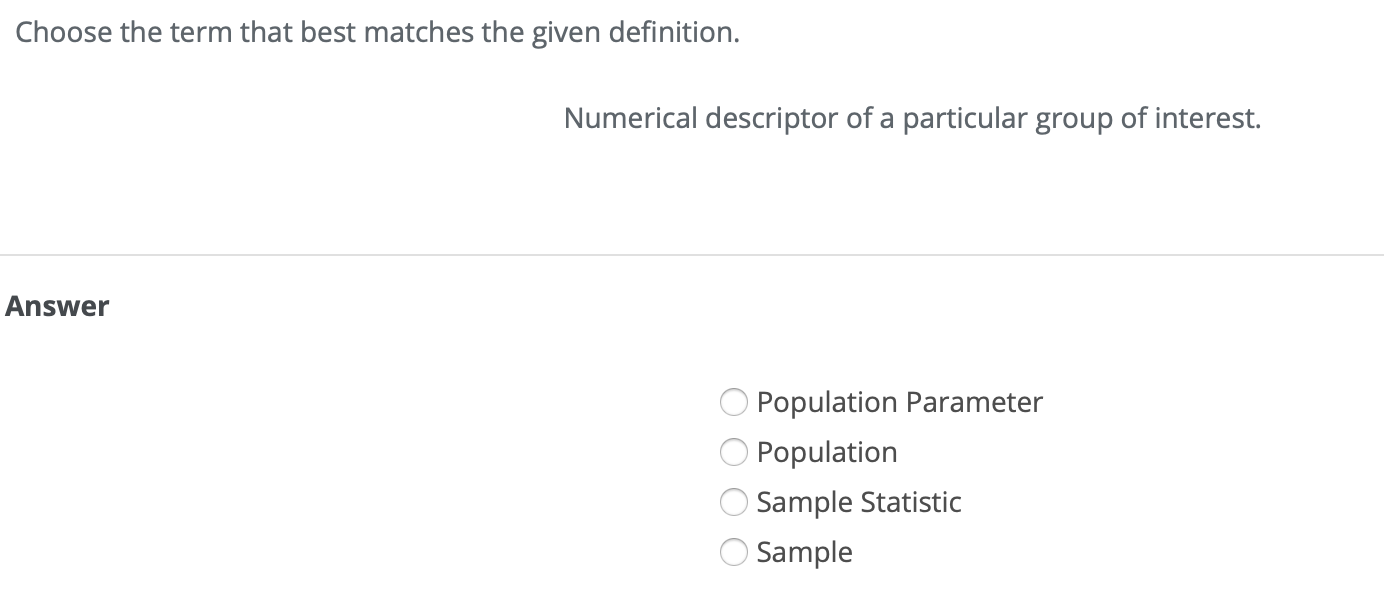 Solved Choose the term that best matches the given | Chegg.com