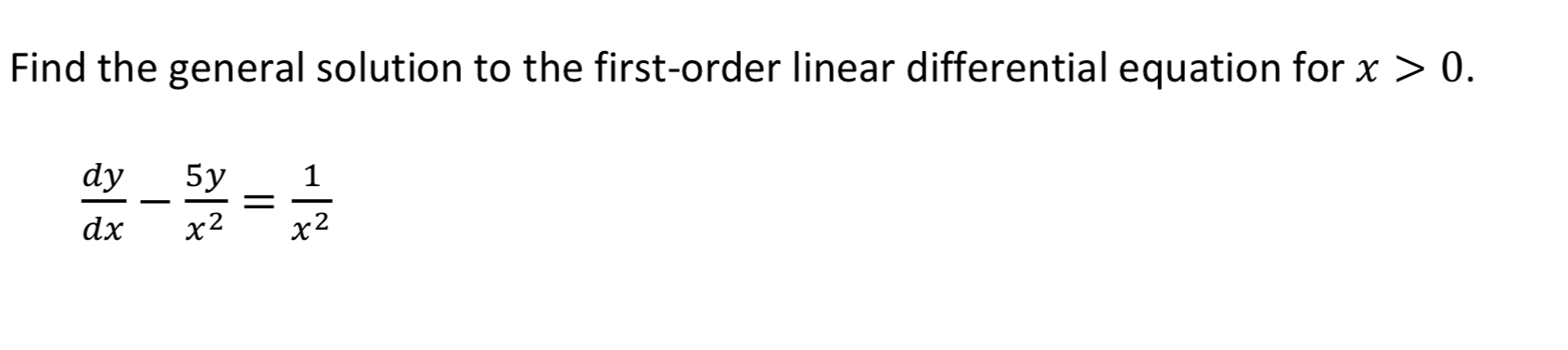 Solved Find the general solution to the first-order linear | Chegg.com