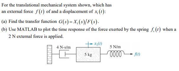 Solved For the translational mechanical system shown, which | Chegg.com