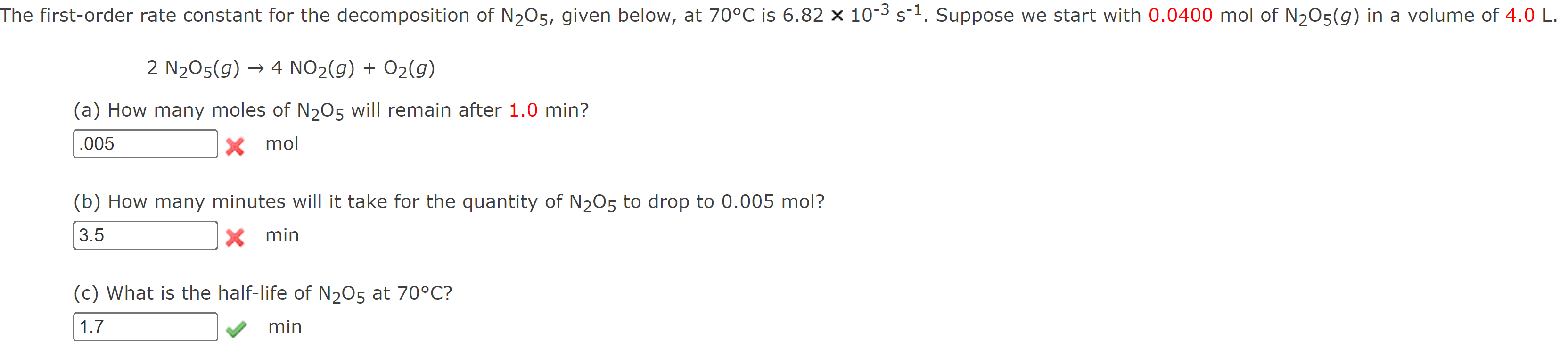 Solved he first-order rate constant for the decomposition of | Chegg.com